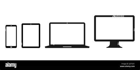 Modern Digital Devices Icon Set Computer Monitor Laptop Tablet And Smartphone With Blank