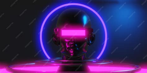 시뮬레이션 사이버펑크 게이머 배경 3d 렌더링 그림 공상 과학 로봇 기술의 네트워크 게임과 함께 메타버스 Vr 가상 현실 프리미엄 사진