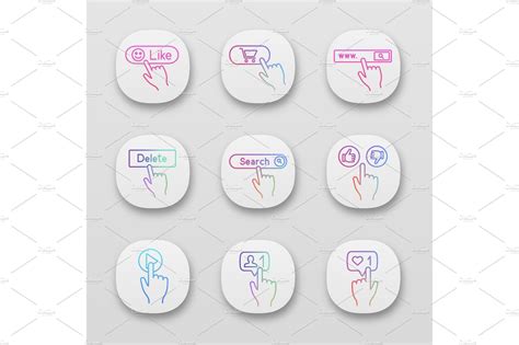 Click App Icons Set Outline Icons ~ Creative Market