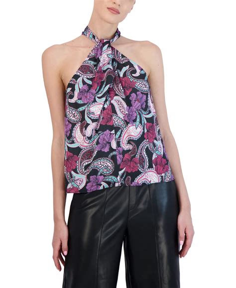 Blusa Halter Con Nudo Floral Paisley Bcbgmaxazria