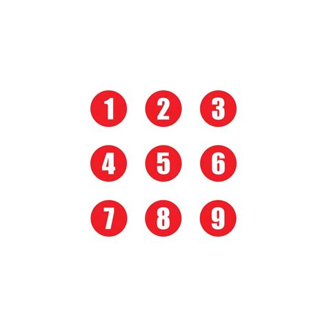 Eps10 Red Vector Set Of Round 1 9 Numbers Icon Isolated On White Background Circle Font Hand