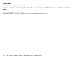 Java Modifiers Matrix PDF Web Development Internet