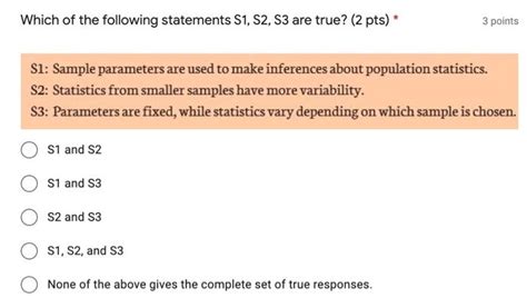 Solved Which Of The Following Statements S1 S2 S3 Are