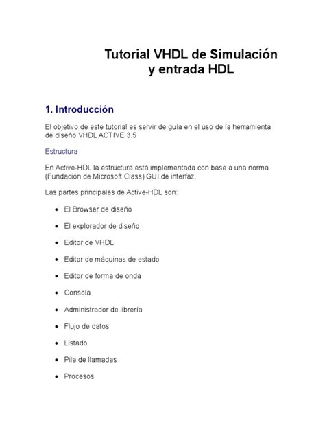 Tutorial Vhdl De Simulación Y Entrada Hdl Pdf Vhdl Ventana Informática