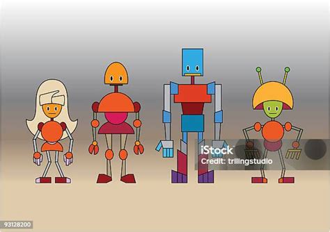 Keluarga Robot Ilustrasi Stok Unduh Gambar Sekarang Android Robot