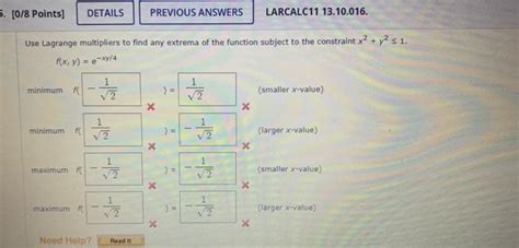 solved use lagrange multipliers to find any extrema of the