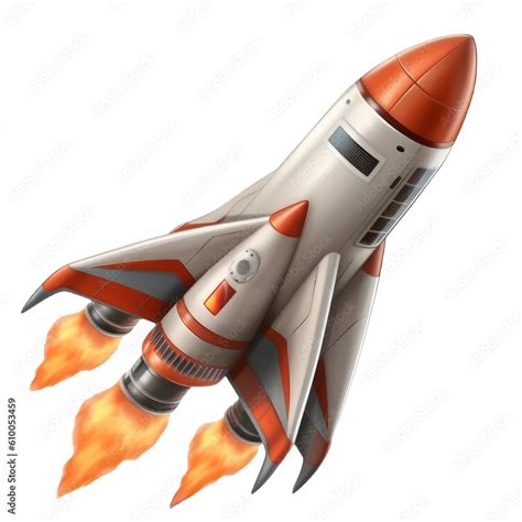 An Illustration Of A Spaceship Rocket Ship Taking Off With Fire On A
