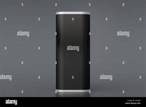 Front And Side View Blank Black Rectangular Tin Can Isolated With