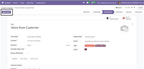 Event Tracksin Odoo 16 Events App Odoo V16 Community Edition Book