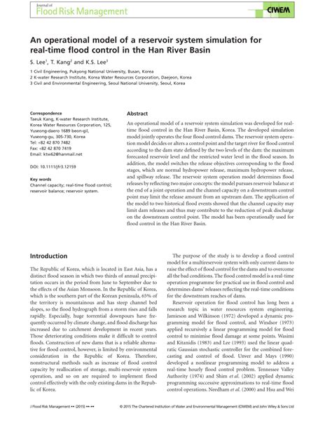Pdf An Operational Model Of A Reservoir System Simulation For Real Time Flood Control In The