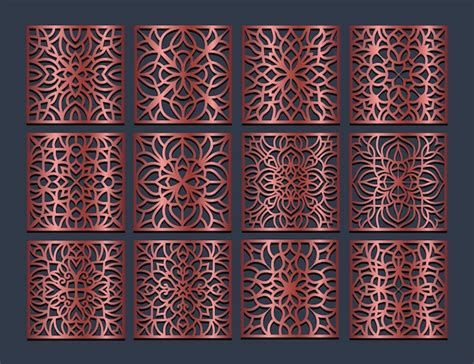 Premium Vector Set Decorative Circle Coaster For Laser Cutting Round Abstract Geometric