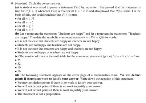Solved Points Circle The Correct Answer A A Chegg Com