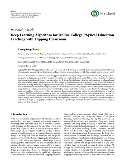 pdf deep learning algorithm for online college physical education