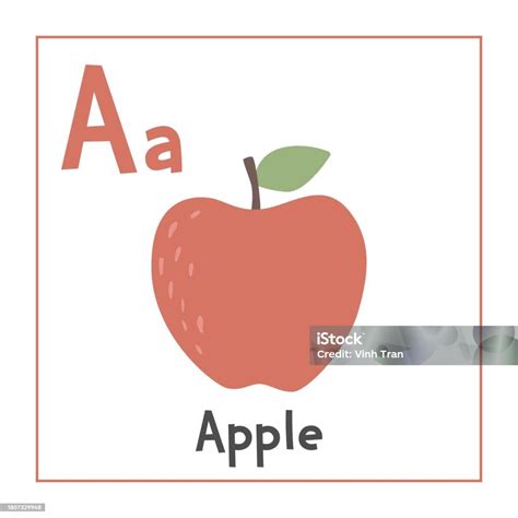 애플 클립아트 애플 벡터 일러스트 만화 플랫 스타일 과일은 문자 A로 시작합니다 과일 알파벳 카드 학습 편지 A 카드 어린이 교육 귀여운 사과 벡터 디자인 2 3 살에 대한