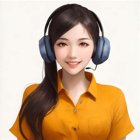 Premium Photo Illustration Anime Beautyful Young Woman Call Center
