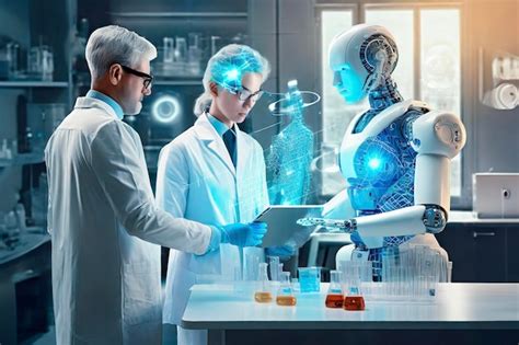 Premium Ai Image Scientists And Artificial Intelligence Collaborating In A Modern Laboratory