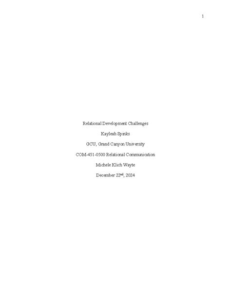 Relational Development Challenges Relational Development Challenges Kayleah Spinks Gcu Grand