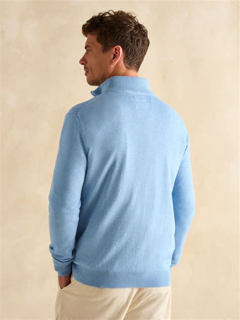 Hillside Light Blue Quarter Zip Knitted Jumper Joules