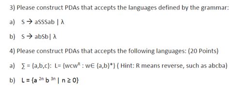 solved 3 please construct pdas that accepts the languages