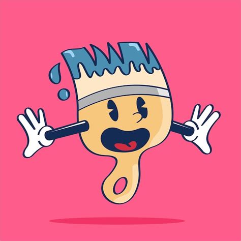 그림판 흥분된 식 만화 캐릭터 손 그리기 벡터 일러스트 레이 션 프리미엄 벡터