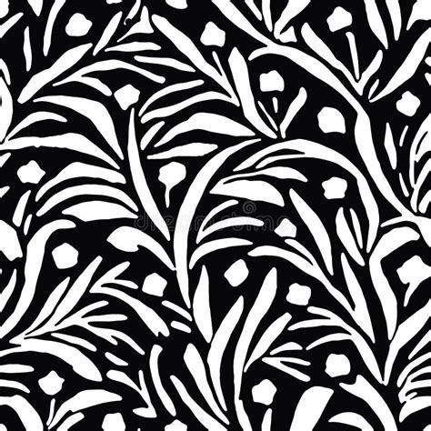 Vector Flowers Black And White Floral Seamless Pattern Stock Vector