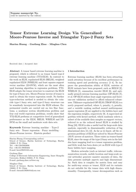 Pdf Tensor Extreme Learning Design Via Generalized Moore Penrose Inverse And Triangular Type 2