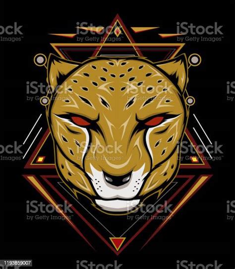 치타 헤드 스포츠 팀을위한 마스코트 엠블럼 티셔츠 및 배지에 대한 벡터 일러스트레이션 벡터 가공의 인물에 대한 스톡 벡터 아트