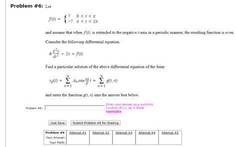 Solved Problem Let F T And Assume That When F T Is Chegg Com