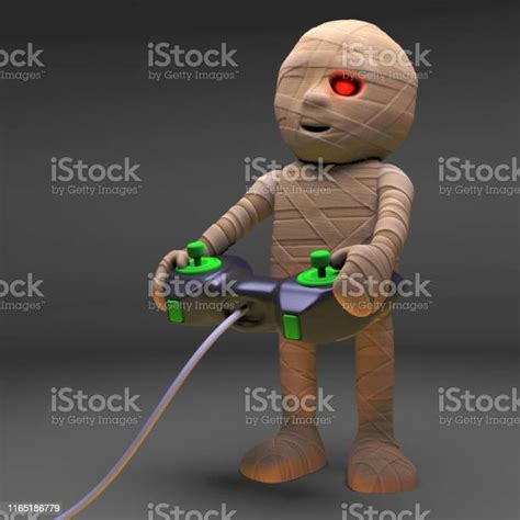 비디오 게임 미친 이집트 미라 괴물 은 조이스틱 3d 삽화와 함께 재생 3차원 형태에 대한 스톡 사진 및 기타 이미지 3차원 형태 Brand Name Video