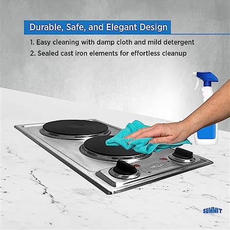 Summit Csd2b115 12” Wide 115v 2 Burner Solid Disk Cooktop 1400w