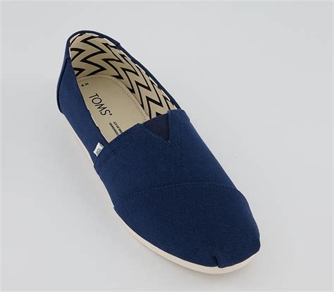 Toms Toms Classic Alpargata Slip Ons Navy Recycled Cotton Canvas Mens Casual Shoes