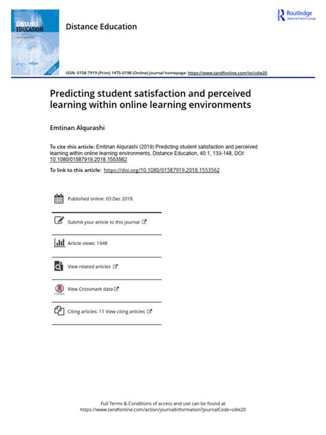 0 Predicting Student Satisfaction And Perceived Learning Within Online