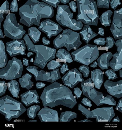 Stone Wall From Bricks Rock Game Background In Cartoon Style Seamless Textured Surface Ui