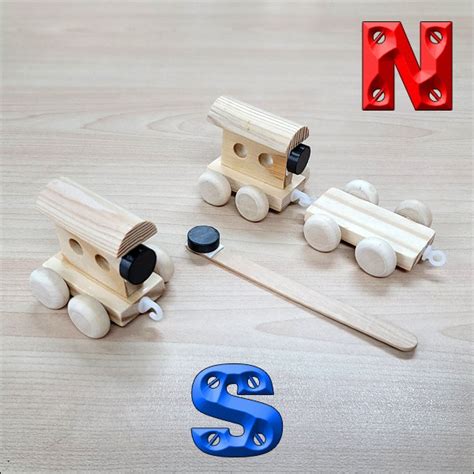 창작용 자석으로 가는 나무 기차 스팀사이언스 도매몰