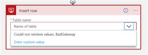 Azure Logic Apps Connection To Azure Sql Server Bad Gateway Error Stack Overflow