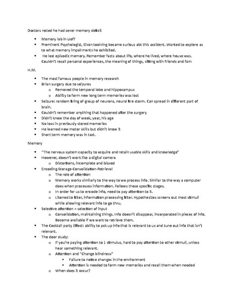 Lecture 9 Notes For Psyc 1001 Intro To Psyc Psyc 1001 Carleton