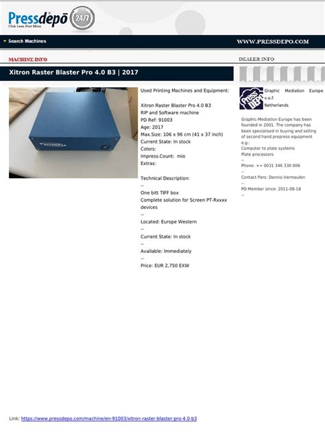 Xitron Raster Blaster Pro 4 0 B3 2017 Graphic Mediation Europe V O F Netherlands Pdf