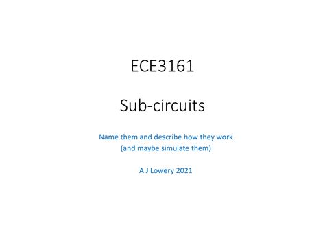 ECE Revision Sheets Sub Circuits ECE Sub Circuits Name Them And Describe How They Work