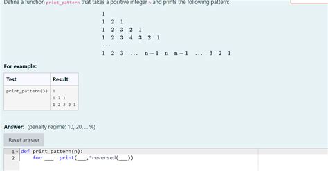 Solved Define A Function Print Pattern That Takes A Positive Chegg Com