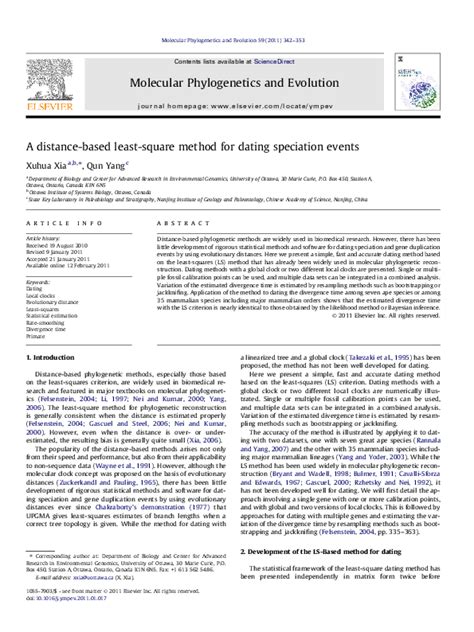 Pdf A Distance Based Least Square Method For Dating Speciation Events