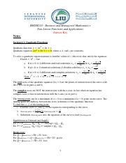 Non Linear Functions And Applications Quadratic Equations Course Hero
