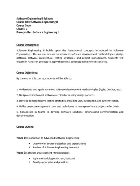 Advanced Software Engineering Ii Syllabus Pdf Software Software