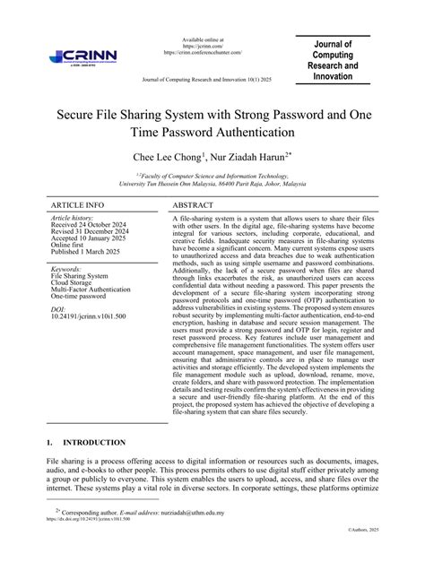 Pdf Secure File Sharing System With Strong Password And One Time