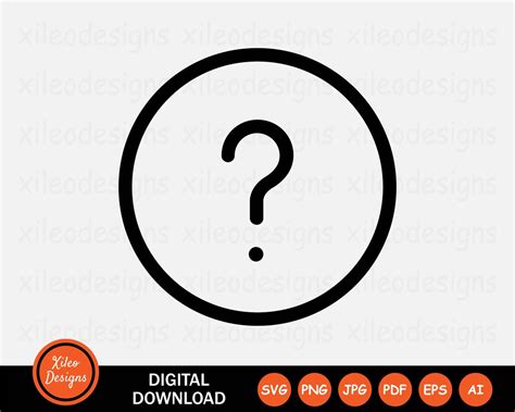 Help Round Icon SVG Question Mark Circle Info Q A FAQ Png Eps Ai Pdf Digital Download Vector