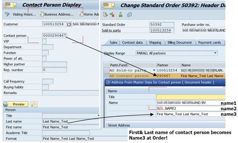sap abap central sequence issue of address line for contact person