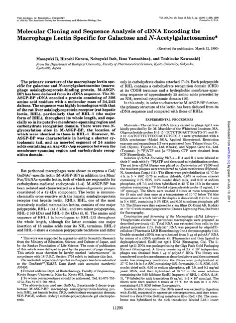 Pdf Molecular Cloning And Sequence Analysis Of Cdna Encoding The