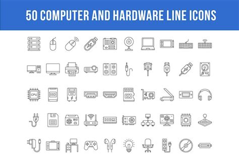 Premium Vector 50 Computer And Hardware Line Icons