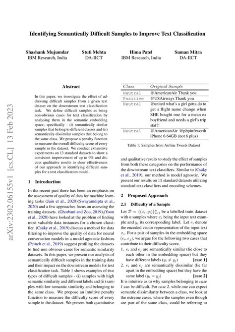 identifying semantically difficult samples to improve text