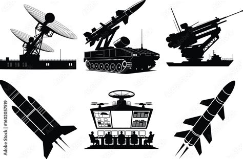 Air Defense System Silhouette Bundle Missile Launchers Radars