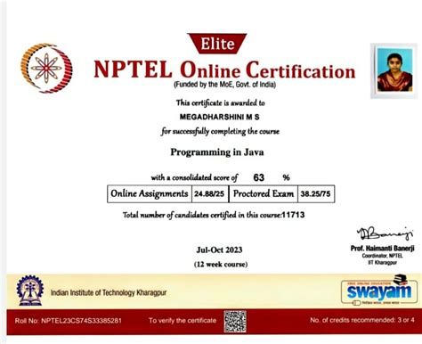 Mega Dharshini Ms On Linkedin Java Nptel Elite Continuouslearning